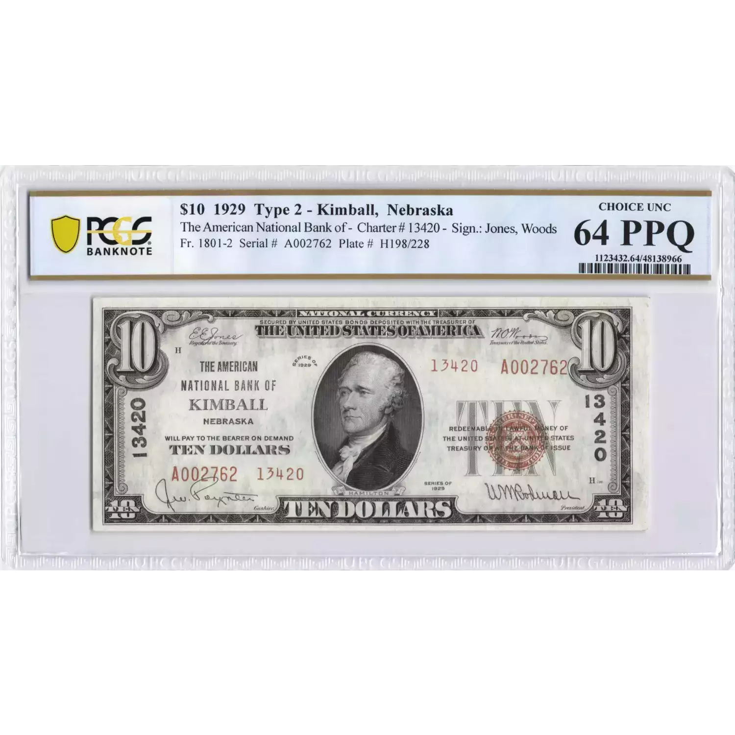 PCGS 64PPQ 1929 Ty. II $10 The American NB of Kimball, Nebraska Ch ...