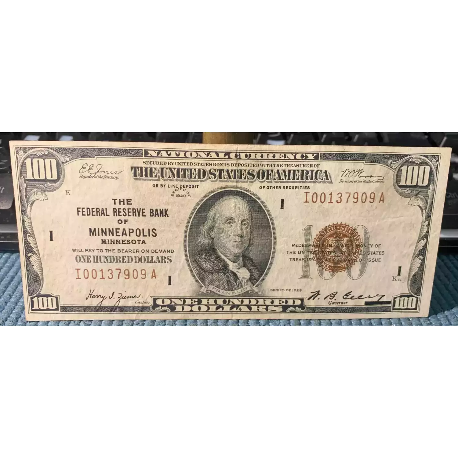 1929 $100 Minneapolis district Federal Reserve Bank Note - Lost ...