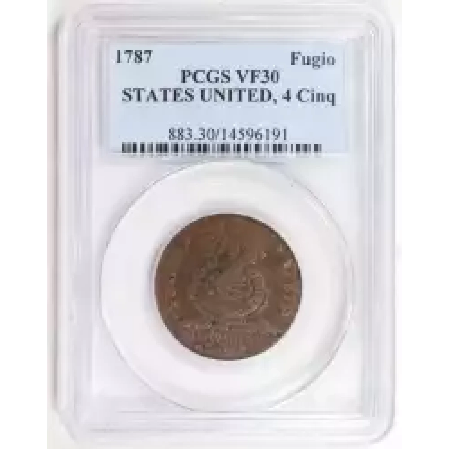 1787 Contract Issues Fugio Coppers PCGS VF-30 BN States United, 4 ...
