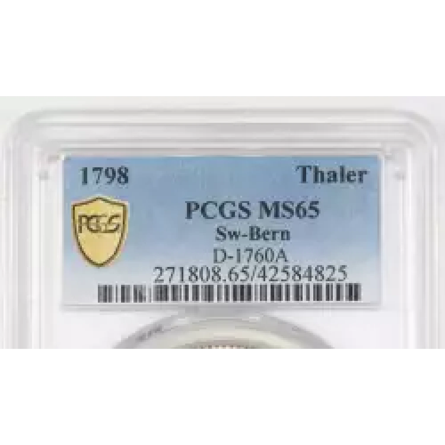 1798 PCGS MS-65 Dav-1760A SWISS CANTONS Silver THALER - Lost Dutchman ...