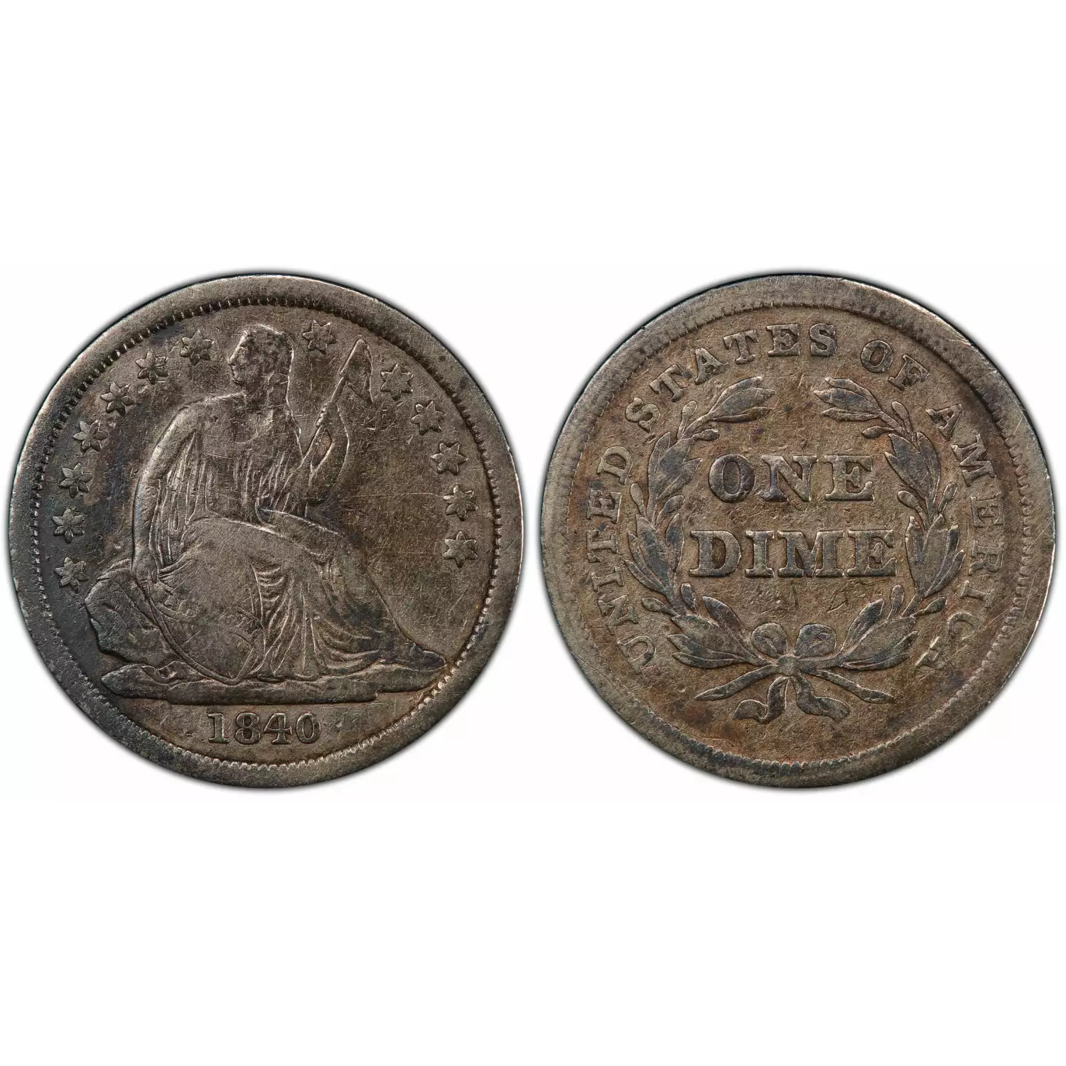 1840 Liberty Seated Dime PCGS F-12 S. S. Central America No Drapery ...