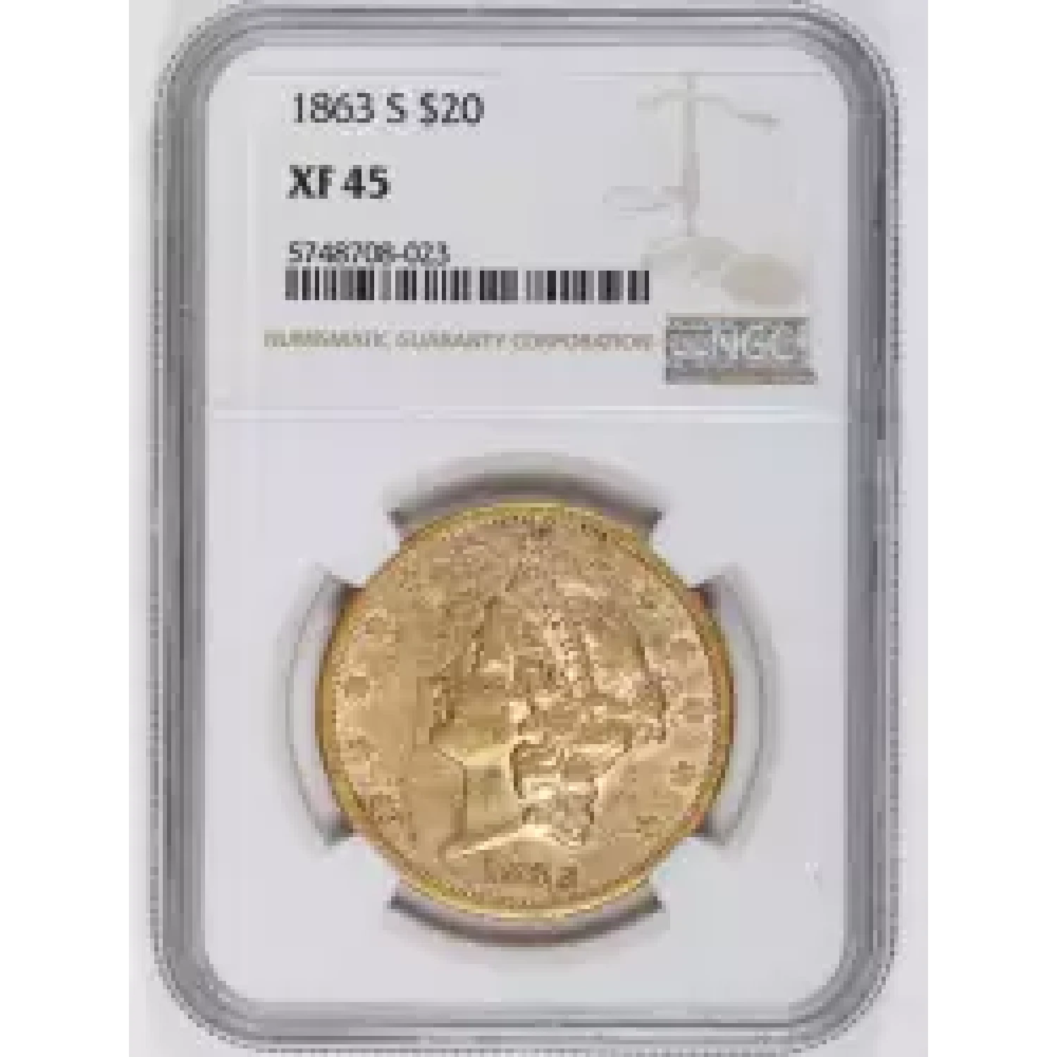 1863-S Double Eagles Liberty Head NGC XF-45 - Lost Dutchman Rare Coins