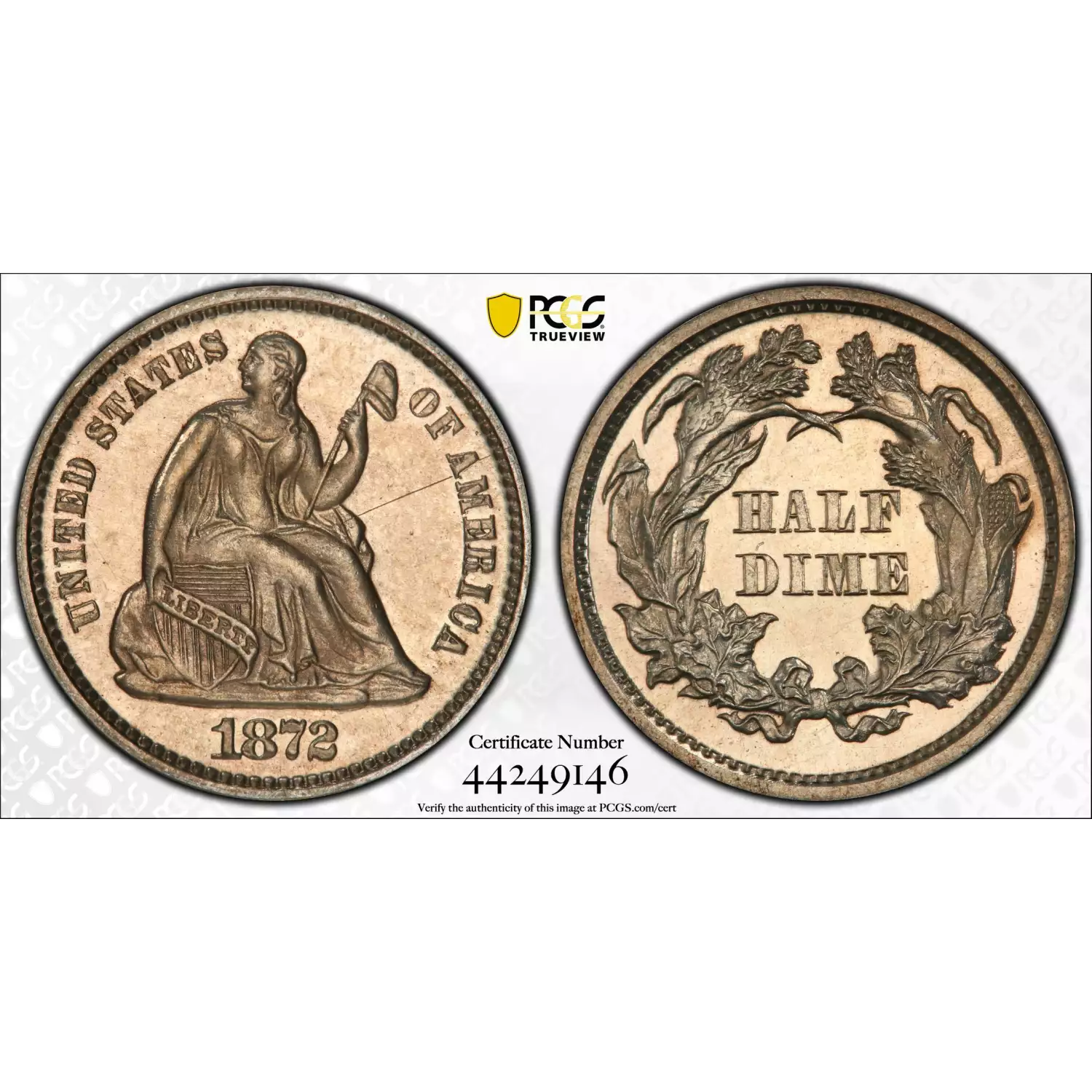 1872 Liberty Seated Half Dime PCGS Genuine (95 - Scratches) - Lost ...