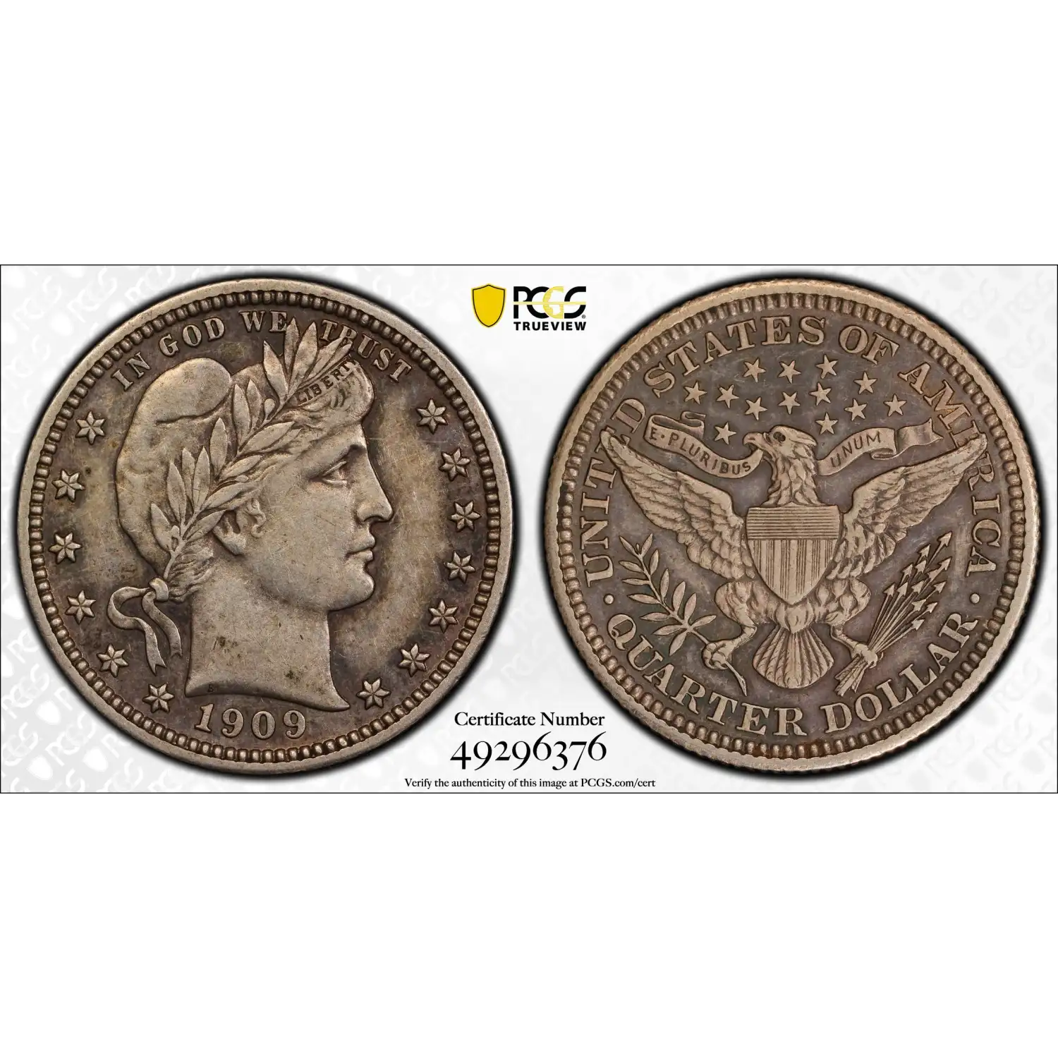 1909 Quarter Dollars Barber or Liberty Head PCGS PR-50 - Lost Dutchman ...