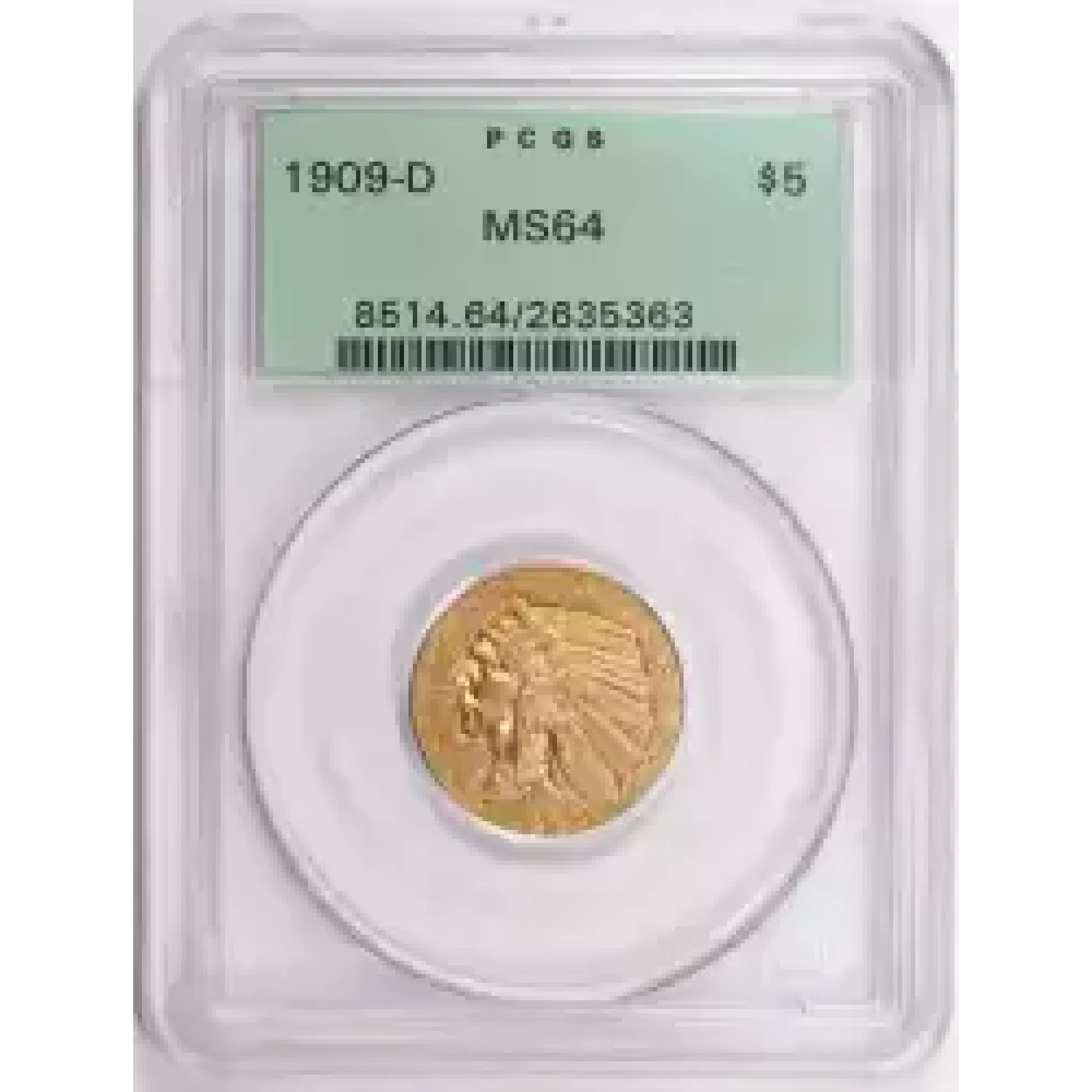 1909-D Gold Half Eagles $5 Indian Head PCGS MS-64 - Lost Dutchman Rare Coins