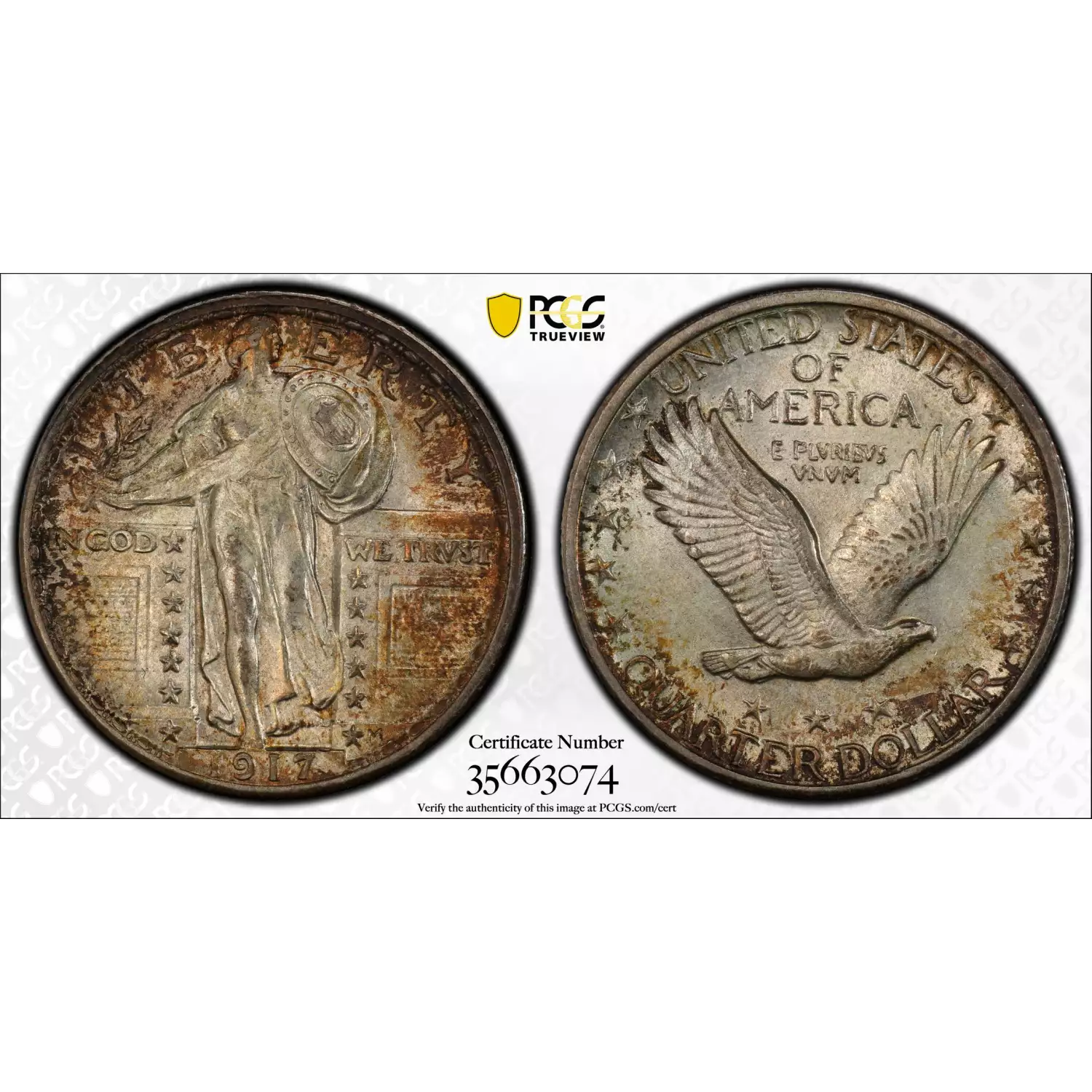 1917 Quarter Dollars Standing Liberty Quarter PCGS MS-63 Type 2 - Lost ...