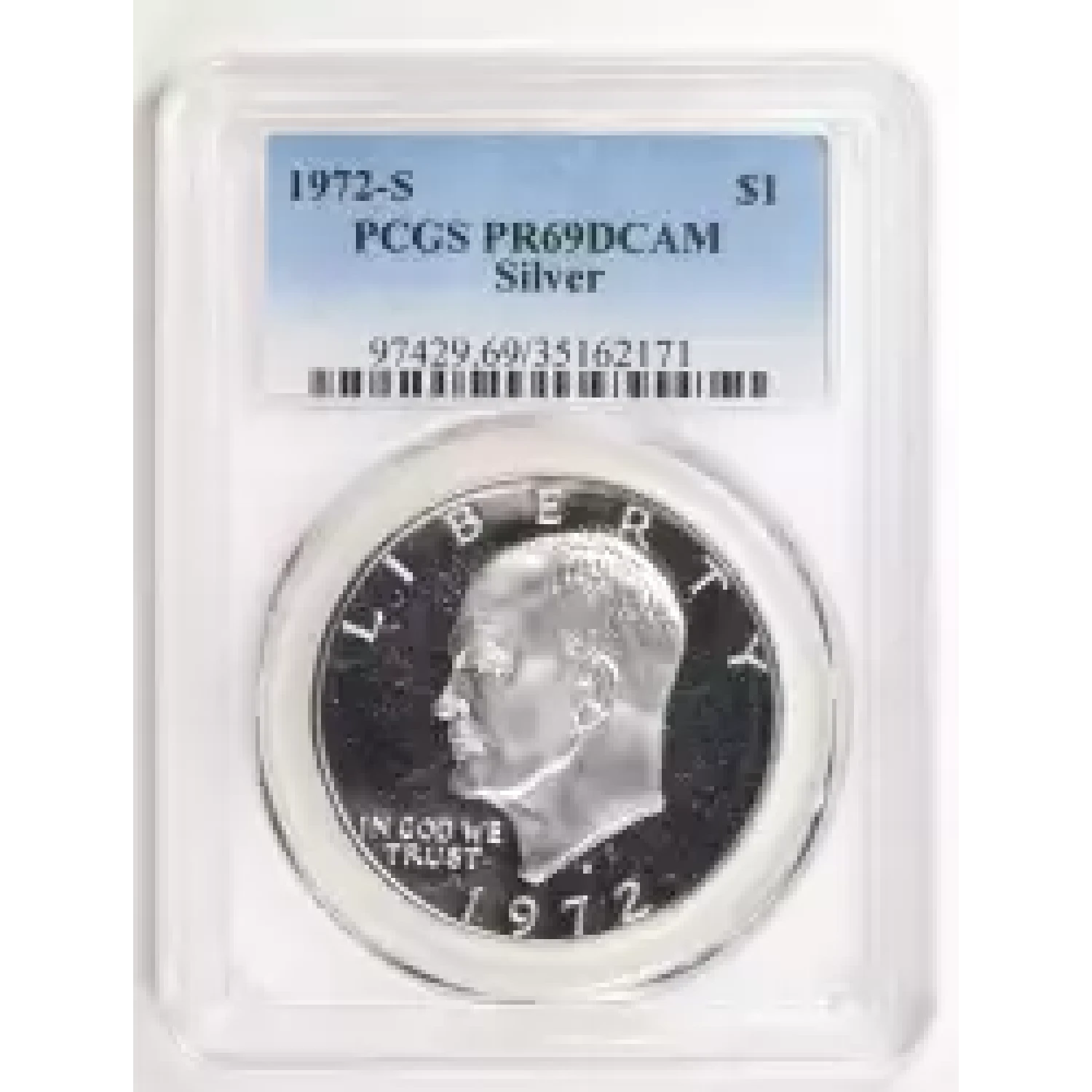 1972-S Dollar Eisenhower 40% Silver PCGS PR-69 DCAM Silver - Lost ...