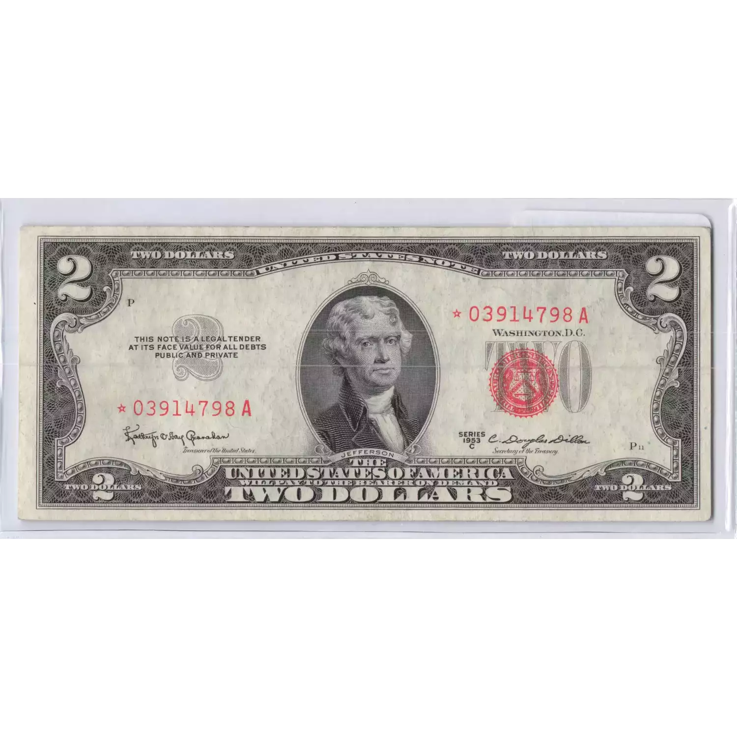 Series 1953C $2 Star Note United States Note Uncirculated - Lost ...