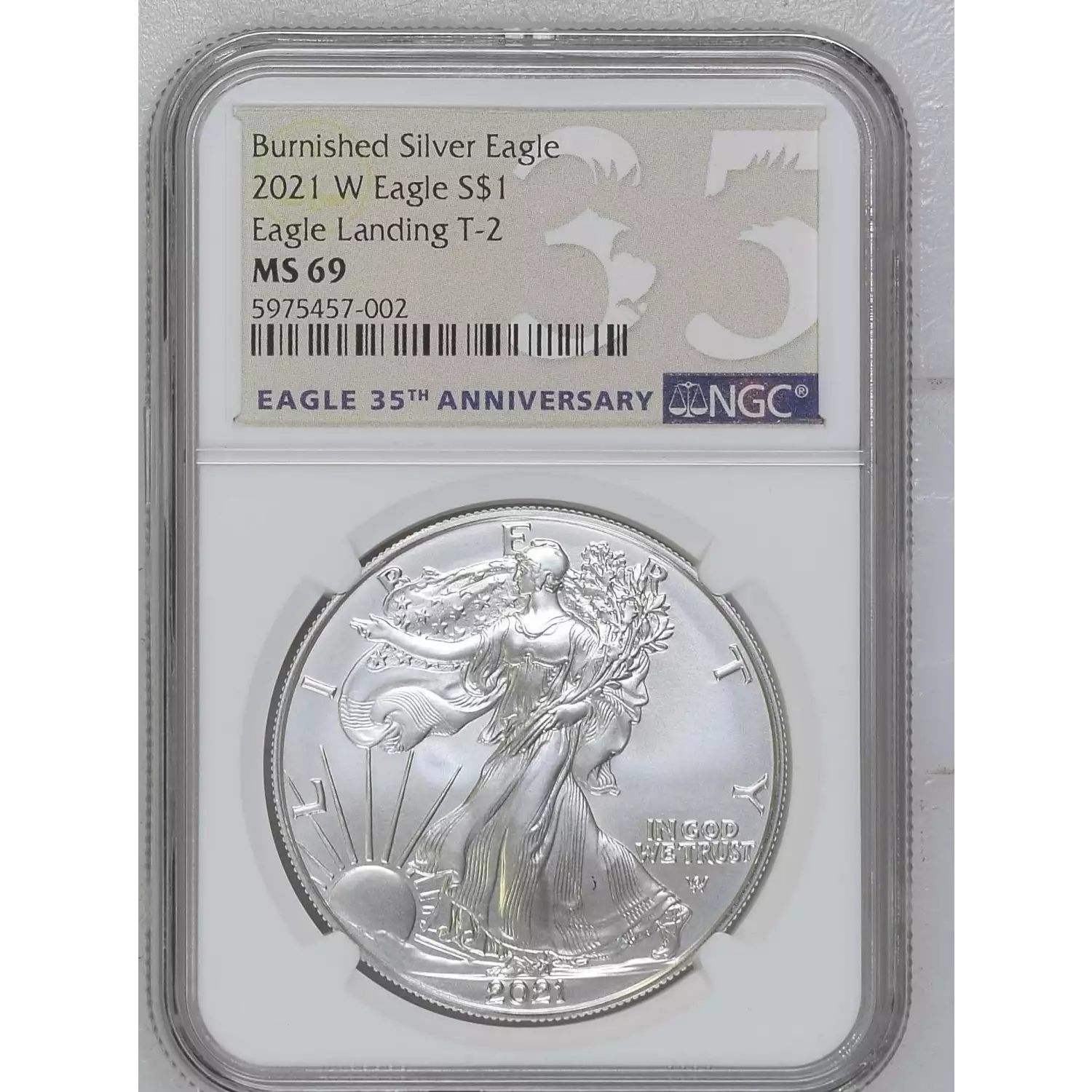 2021 Bullion Silver Eagles NGC MS-69 W Eagle Landing T-2 Burnished Silver Eagle - Lost Dutchman ...