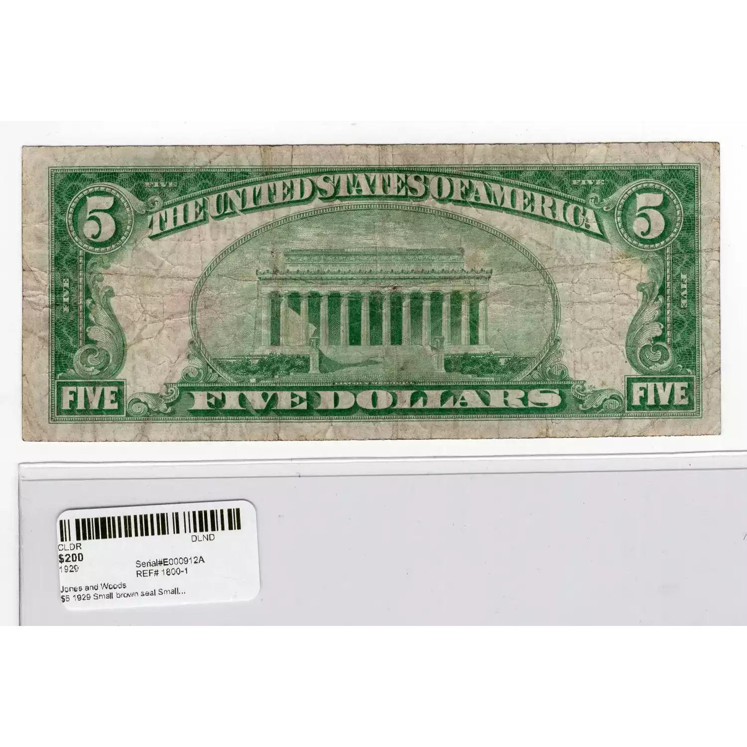 1929 Ty. I $5 The First National Bank of Marshall County at Plymouth ...