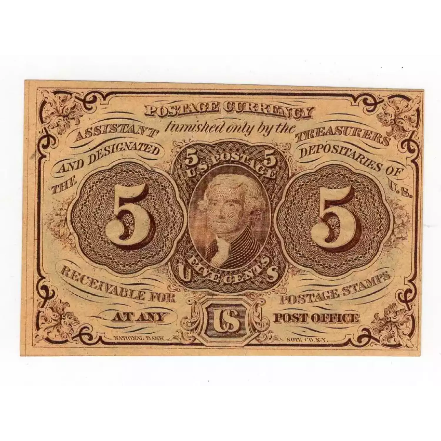 First Issue 5 cent Fractional Currency Straight Edges, with Monogram ...