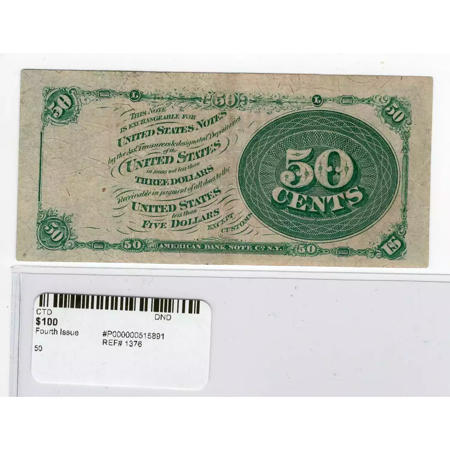 Fourth Issue 50 cent Fractional Currency Edwin Stanton portrait Nice ...