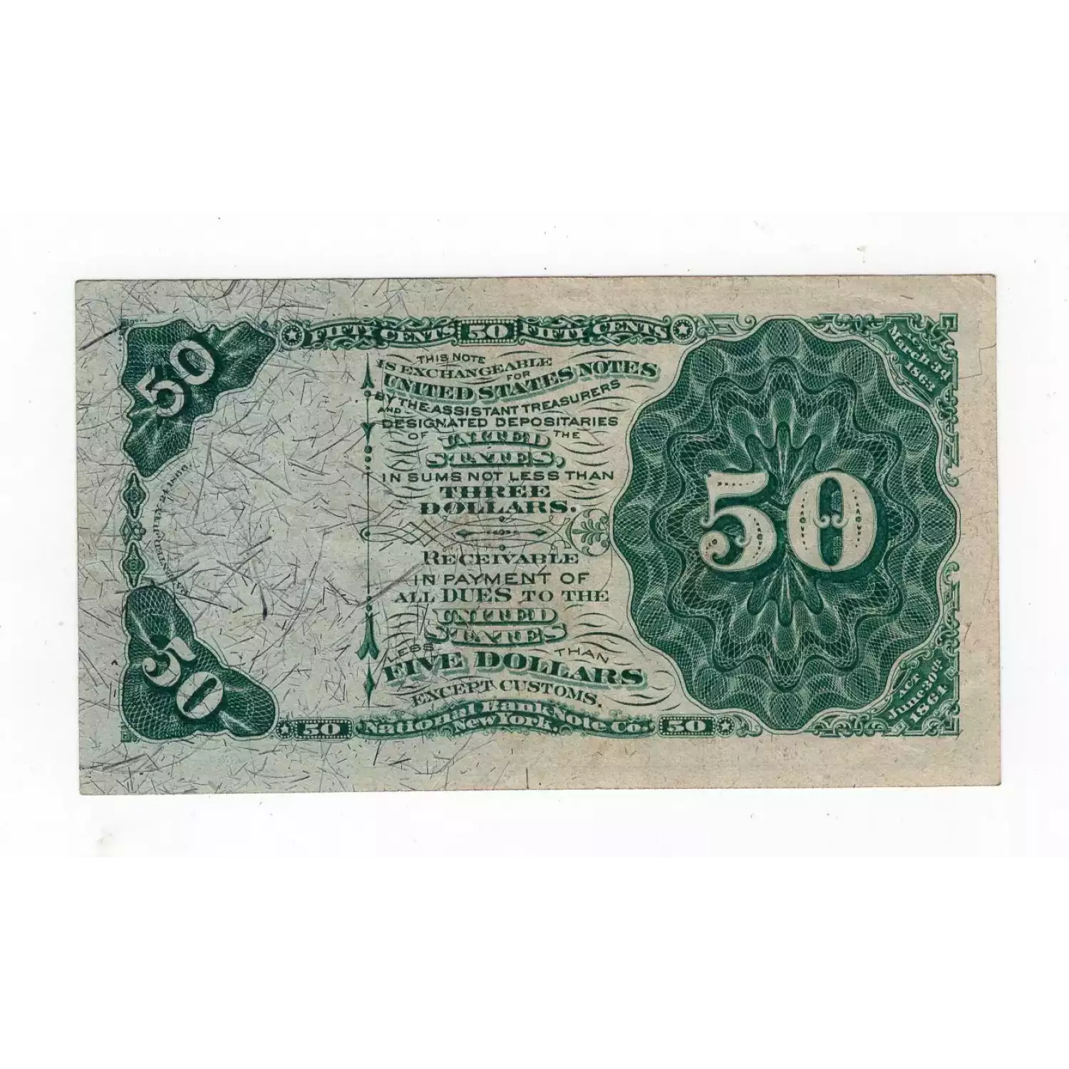 Fr. 1379 50 Cent Fractional Currency, Samuel Dexter portrait, Green ...