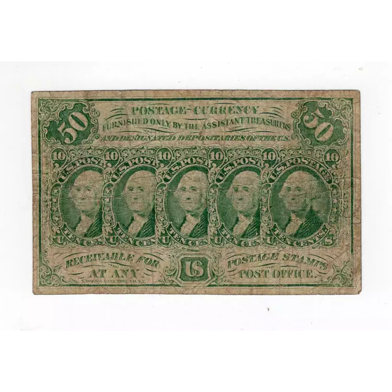 Fr. 1312 First Issue 50 cents Fractional Currency George Washington ...