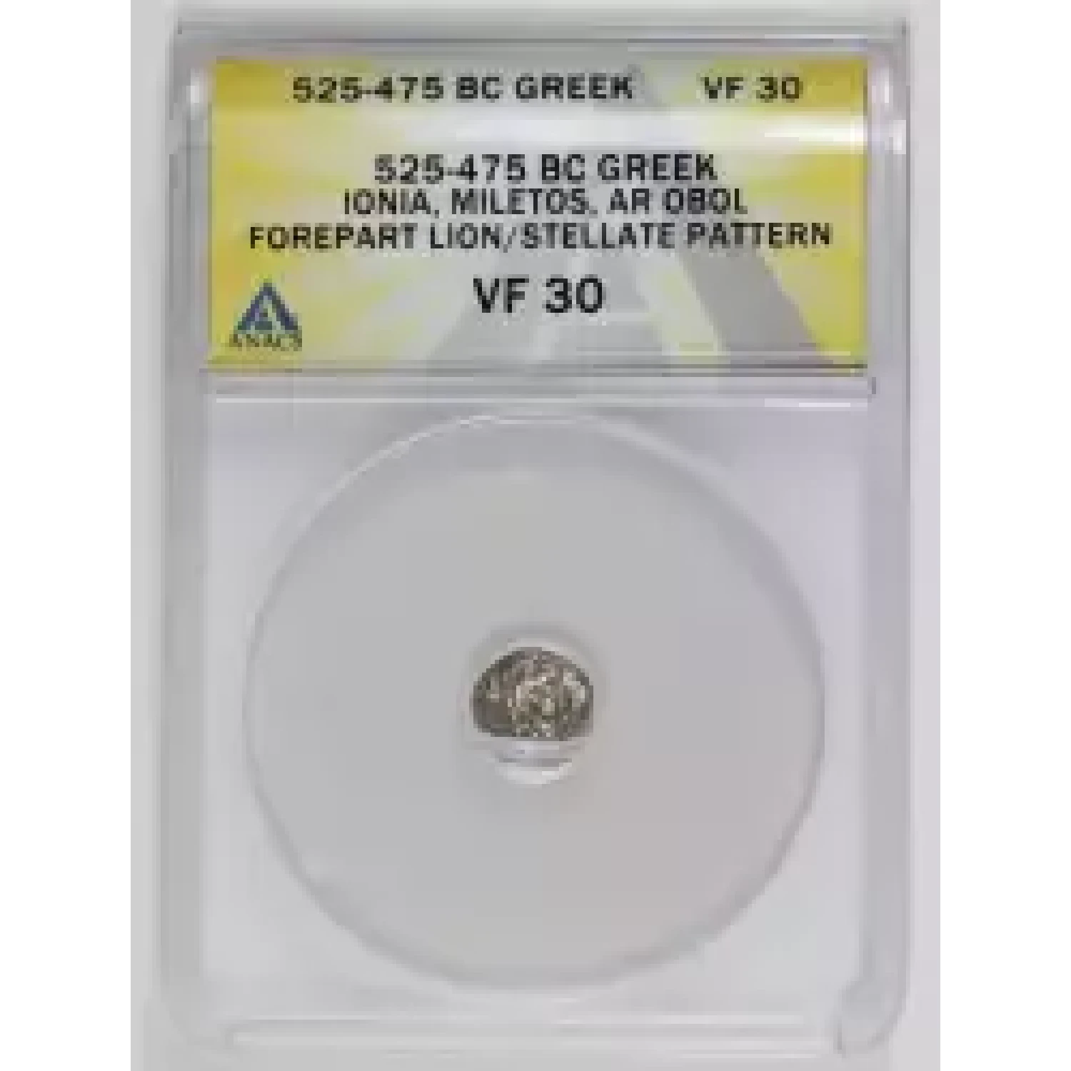525-475 BC Ionia, Miletos AR Obol Ancient Greek Coin ANACS VF-30 - Lost ...