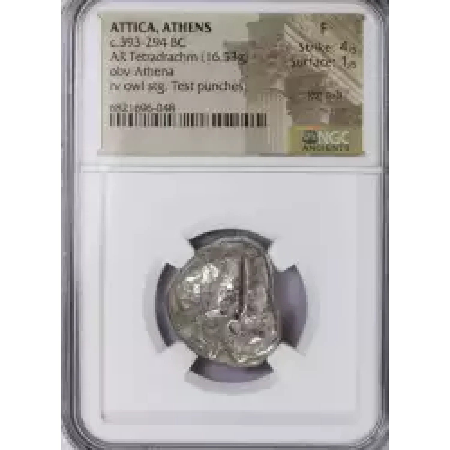 NGC Fine Attica.Athens AR Tetradrachm 393-294 BC Ancient Greek Coin NGC ...
