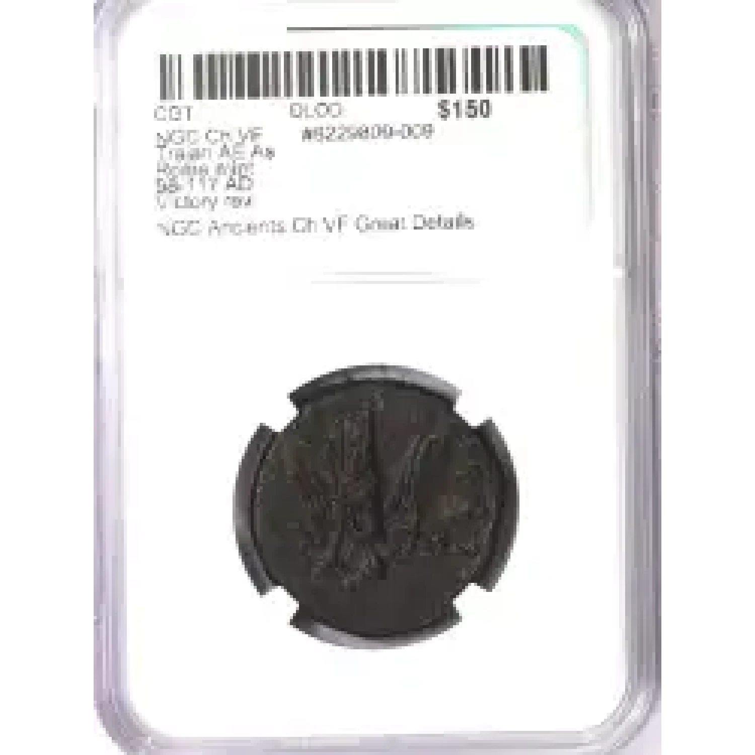 NGC Ch VF Trajan AE As Rome mint 98-117 AD Victory rev. Ancient Roman ...