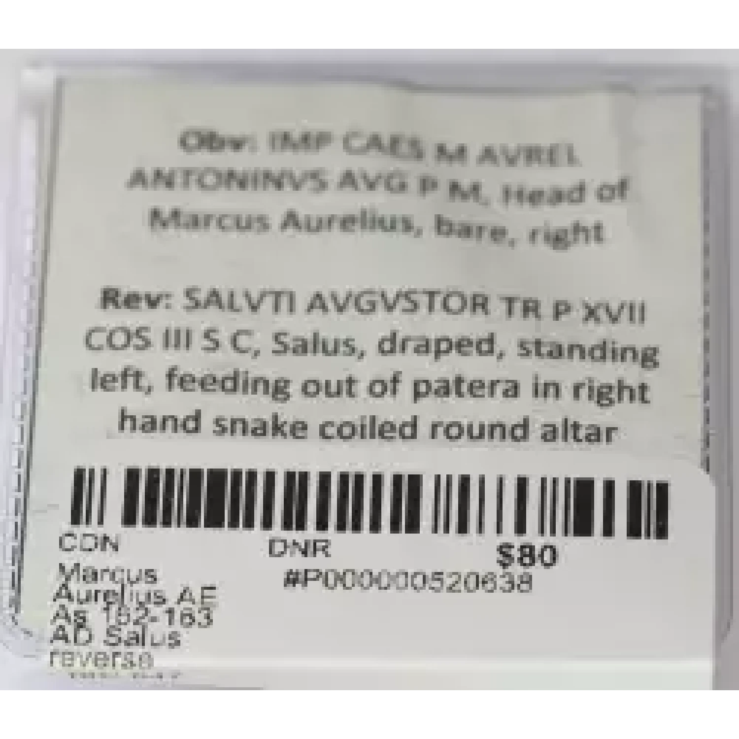 Marcus Aurelius AE As 162-163 AD Salus reverse Ancient Roman Coin RIC ...