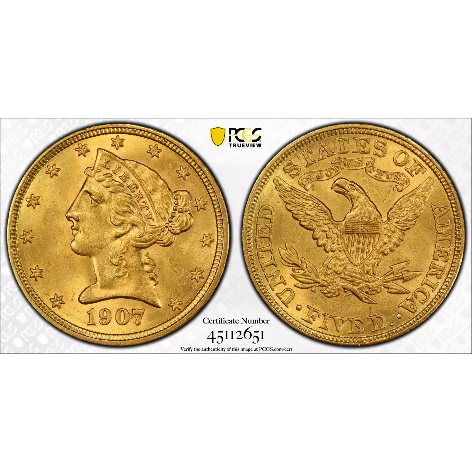 1907 Gold Half Eagles Liberty Head PCGS MS-63 - Lost Dutchman Rare Coins