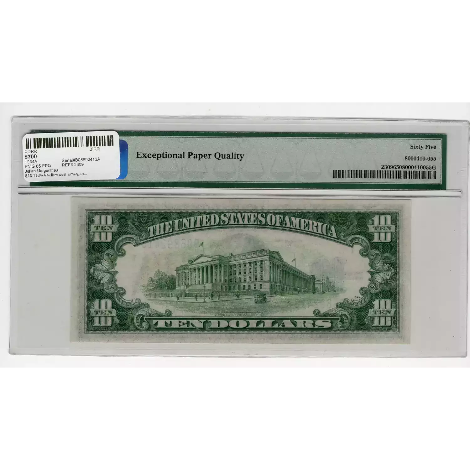 PMG 65 EPQ 1934A $10 WWII Emergency Issue Silver Certificate "North ...