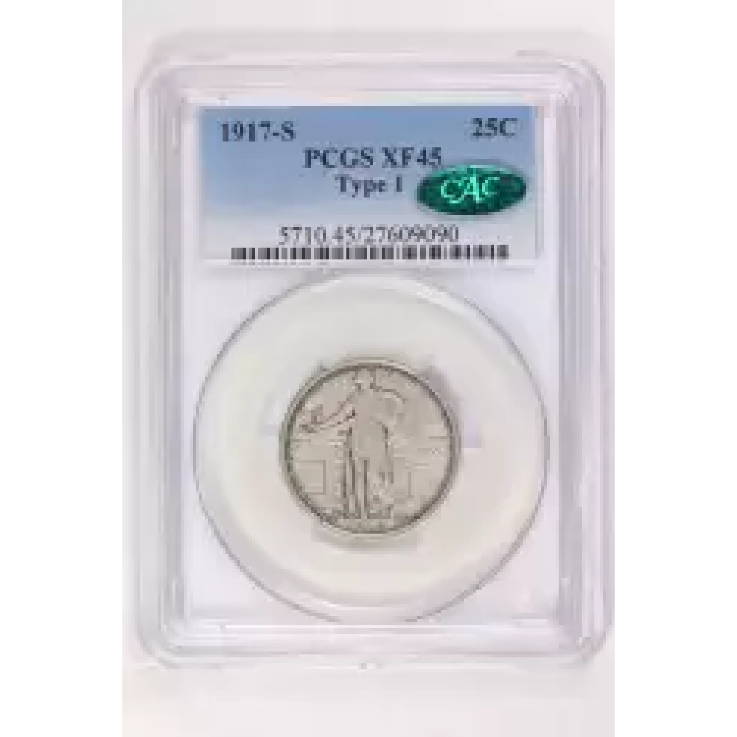 1917-S Quarter Dollars Standing Liberty Quarter PCGS XF-45 Type 1 CAC ...