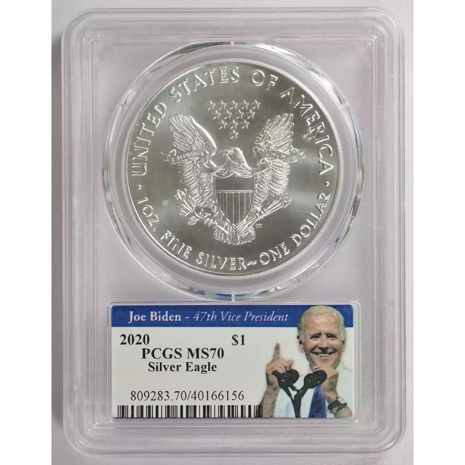 2020 Bullion Silver Eagles PCGS MS-70 Silver Eagle Biden Holder - Lost ...