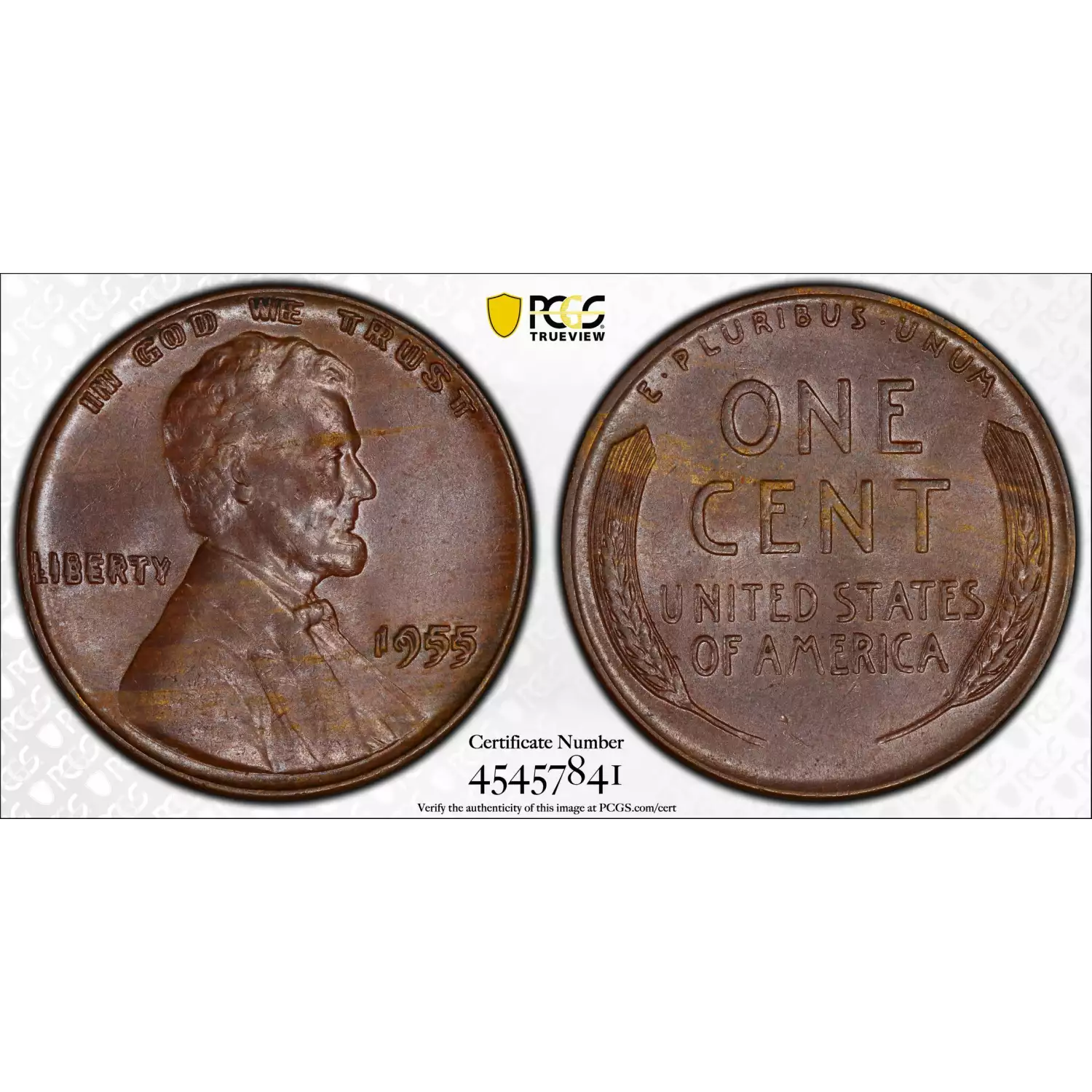 1955 Small Cents Lincoln, Wheat Ears Reverse PCGS MS-62 BN Doubled Die Obverse - Lost Dutchman ...
