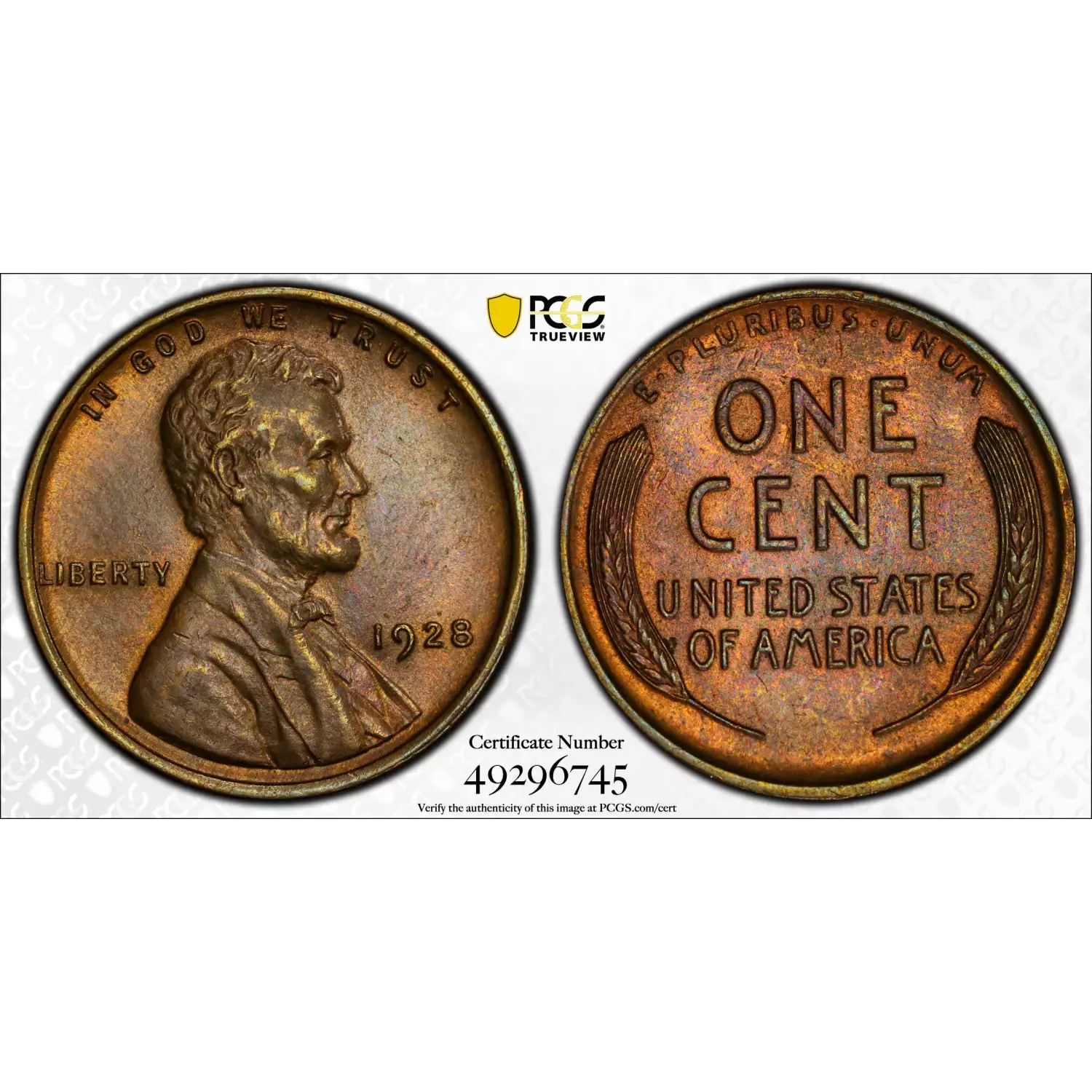 1928 Small Cents Lincoln, Wheat Ears Reverse PCGS MS-64 BN - Lost ...