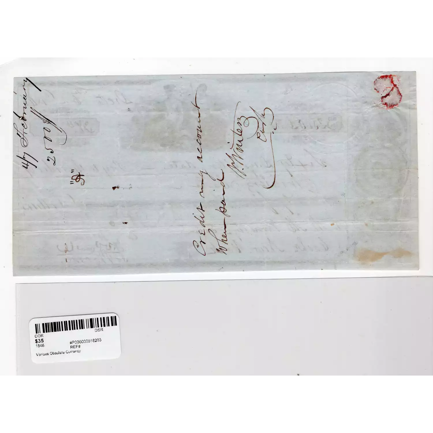 1846 $2,500 New York Check, Nice Vignettes - Lost Dutchman Rare Coins