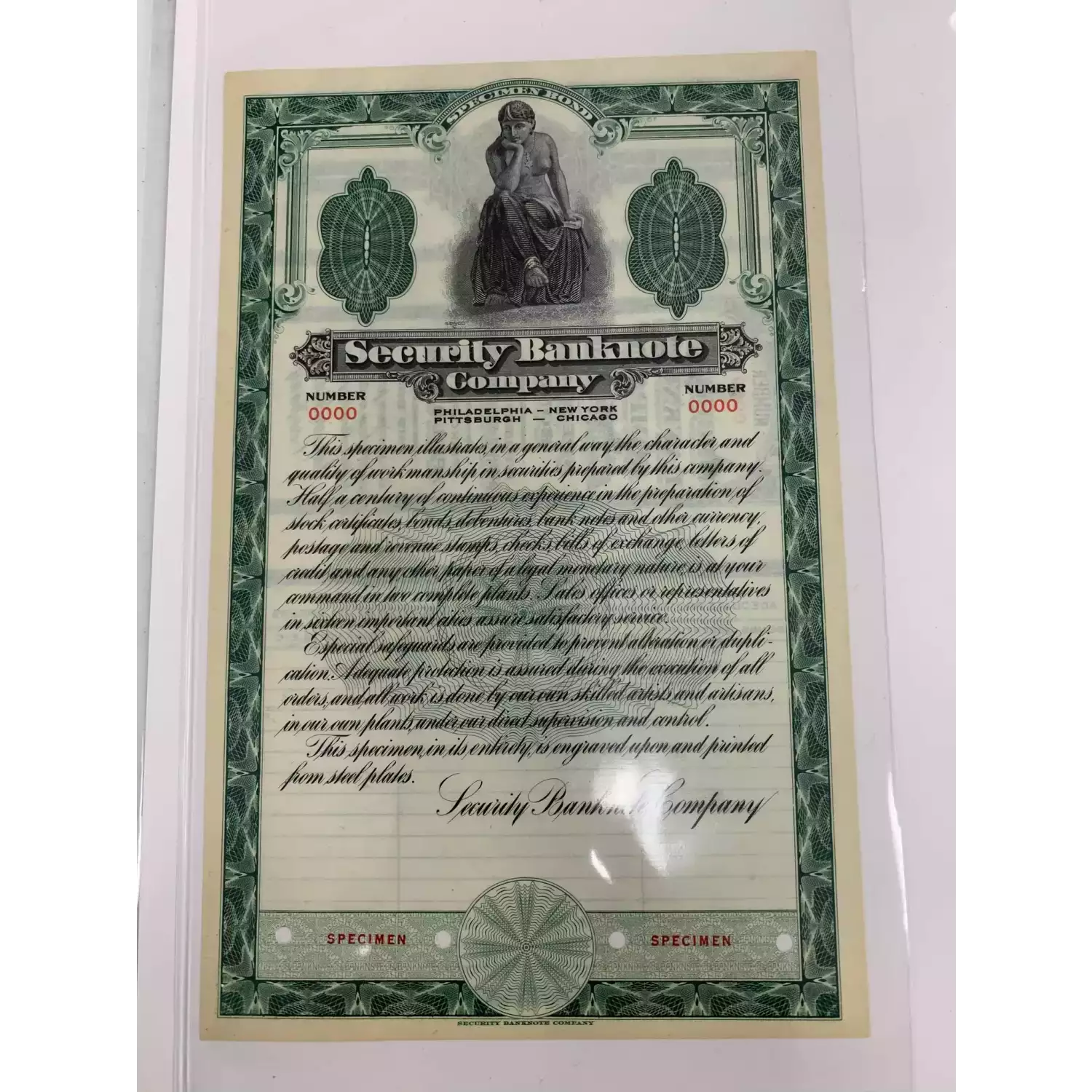 Security Banknote Company Specimen Bond Advertisement - Lost Dutchman ...