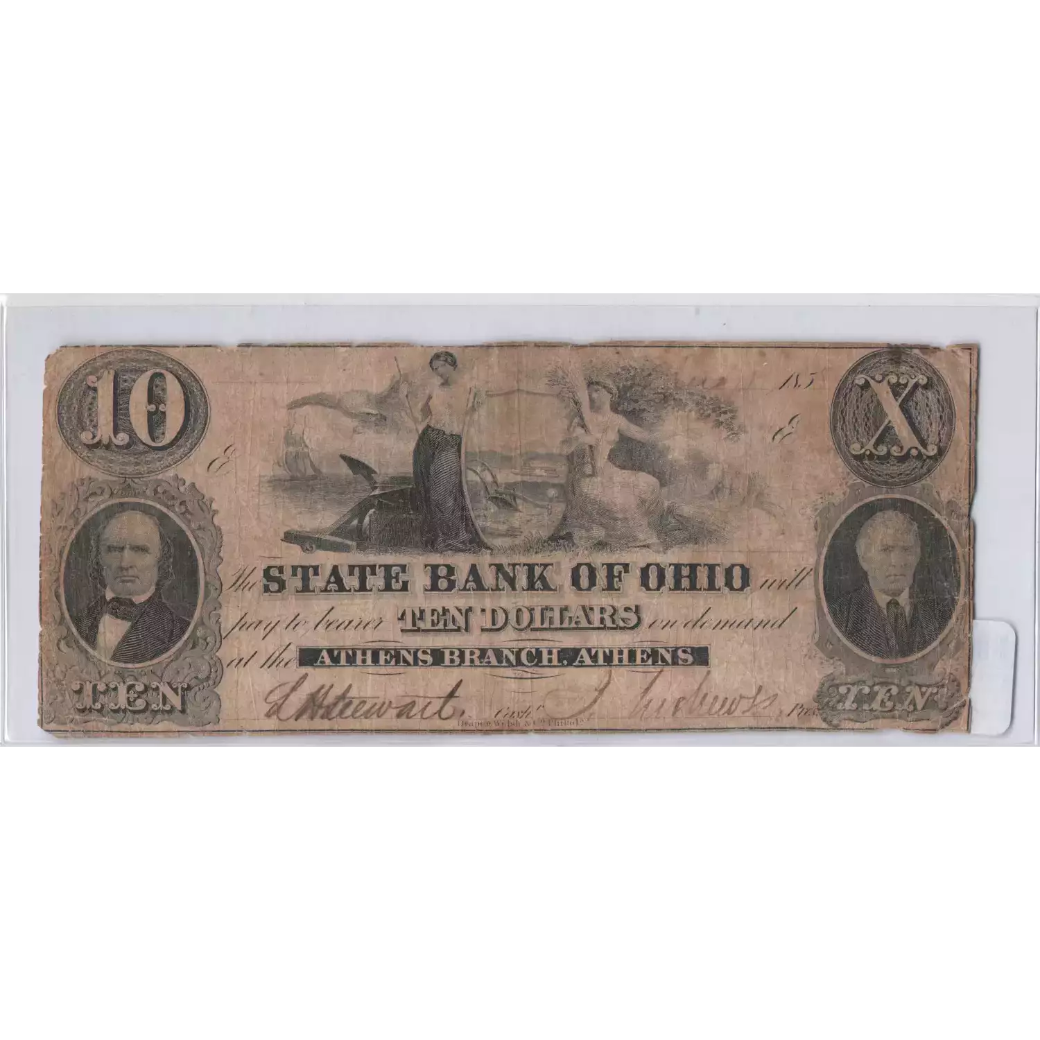 1858 $10 The State Bank of Ohio, Athens Branch - Lost Dutchman Rare Coins