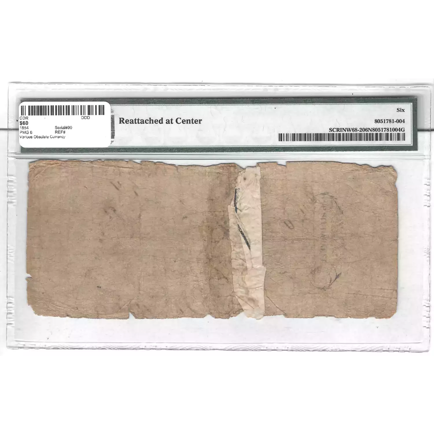 PMG Good 6 Net - 1854 10 Cents John Studabaker's Store, Bluffton ...