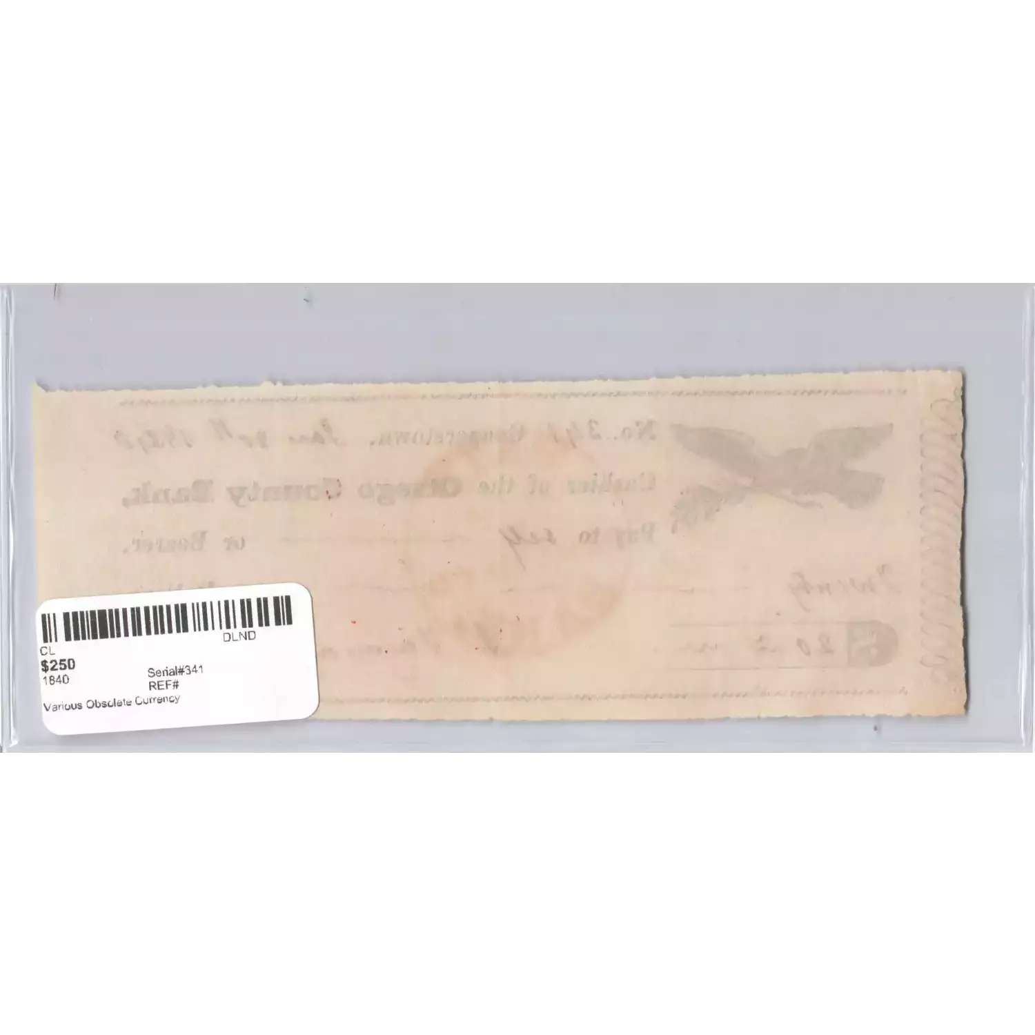 1840 $20 Otsego County Bank, Cooperstown James Fenimore Cooper signed ...